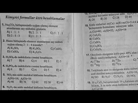 Kimya- Kimyəvi Formullar Üzrə Hesablamalar