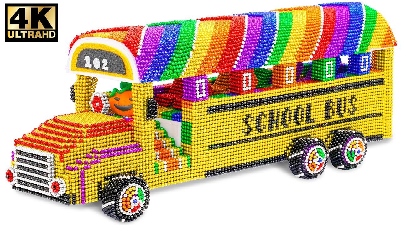 Satisfying Video | How To Make Rainbow School Bus with Magnetic Balls ...
