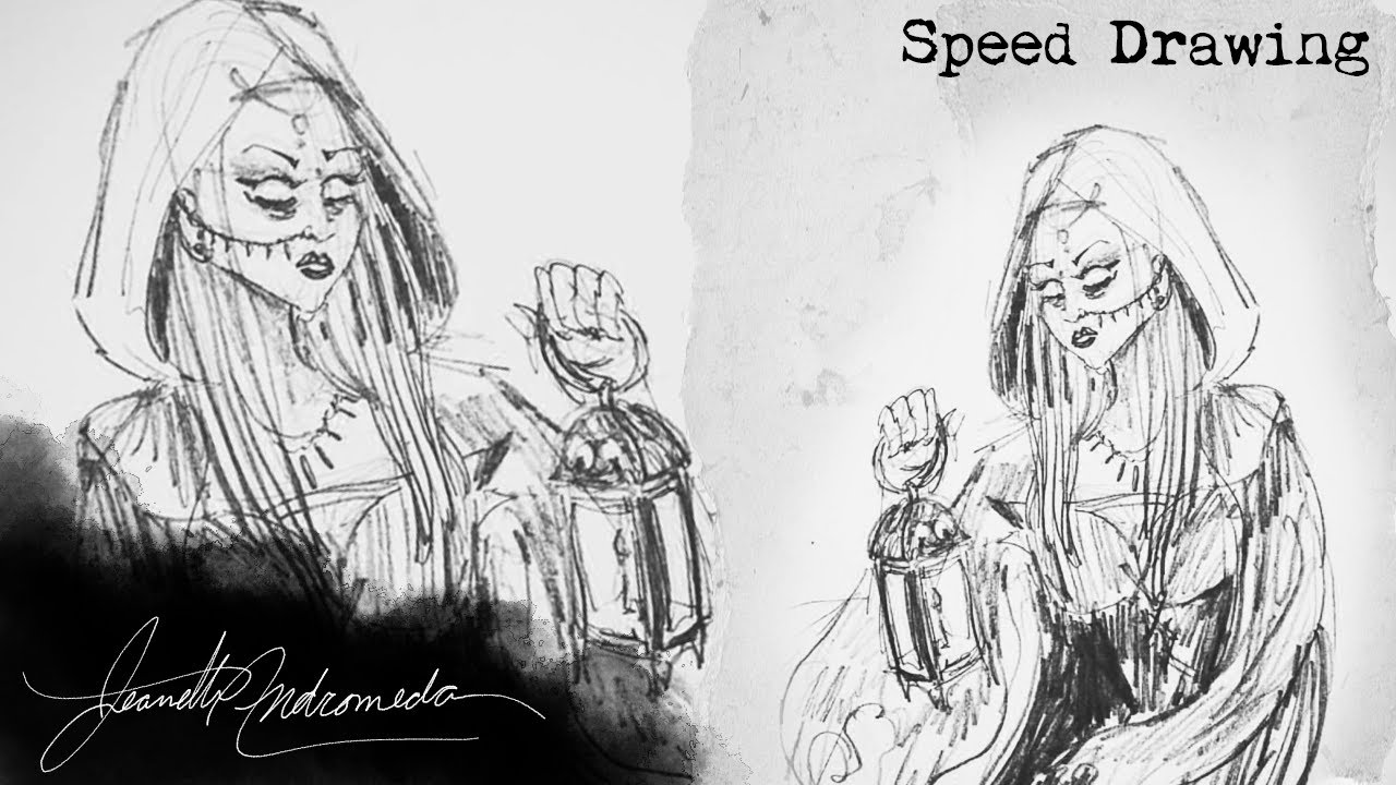 SPEED DRAWING gothic girl searching - YouTube