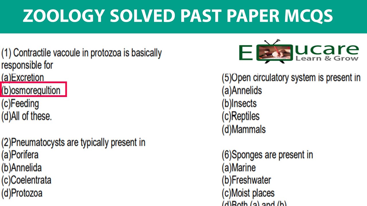 zoology past paper solved mcqs Class2 | neet,css,ppsc and fpsc ...