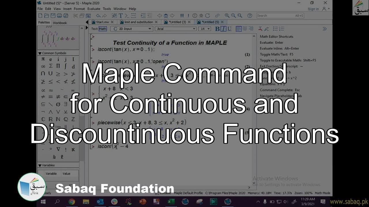Maple Command for Continuous and Discountinuous Functions, Math Lecture | Sabaq.pk | - YouTube