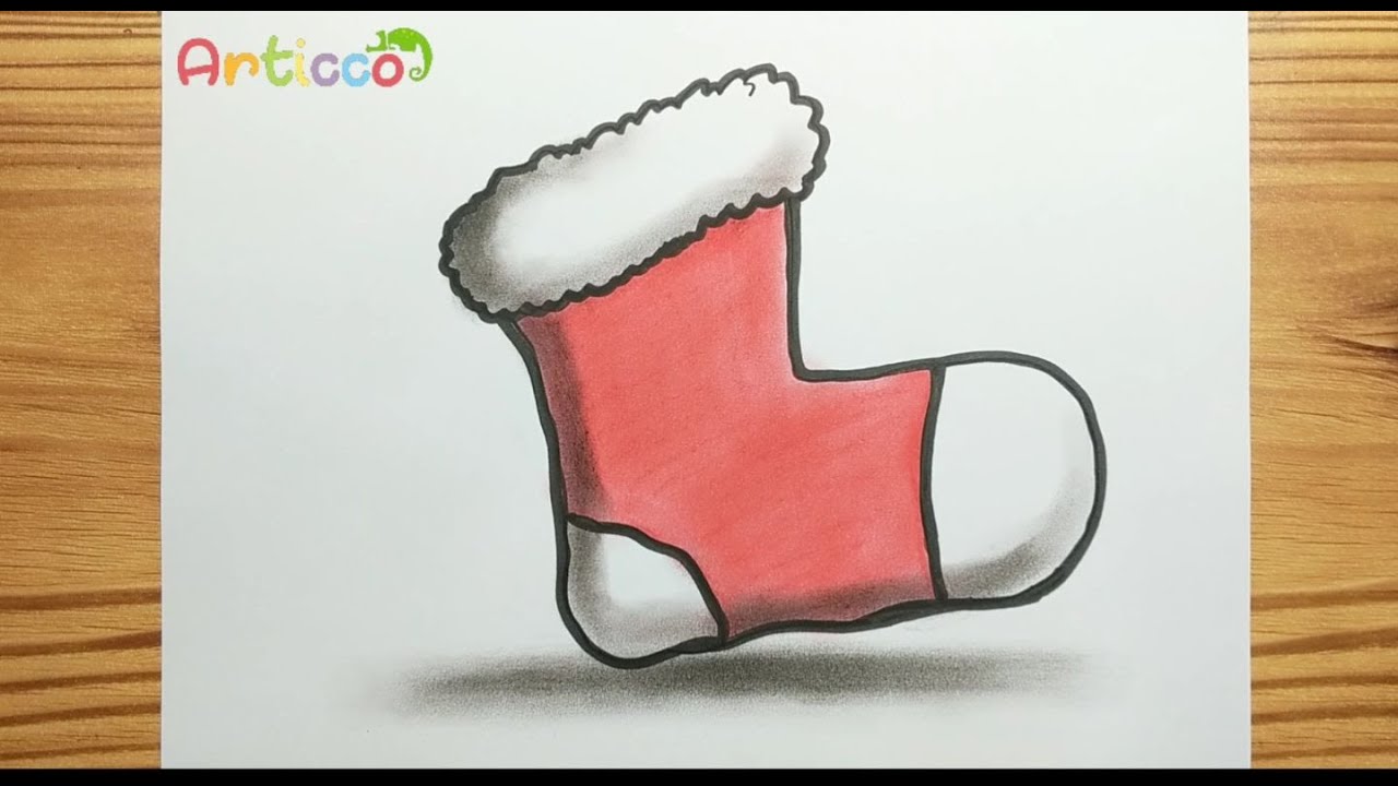 HOW TO DRAW REALISTIC CHRISTMAS STOCKING - YouTube