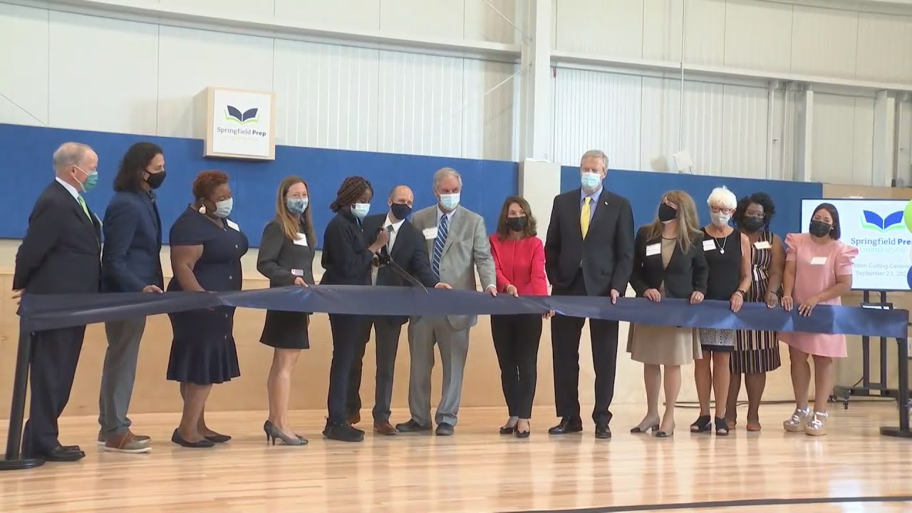 Governor Baker tours renovated Springfield Prep Charter School - YouTube