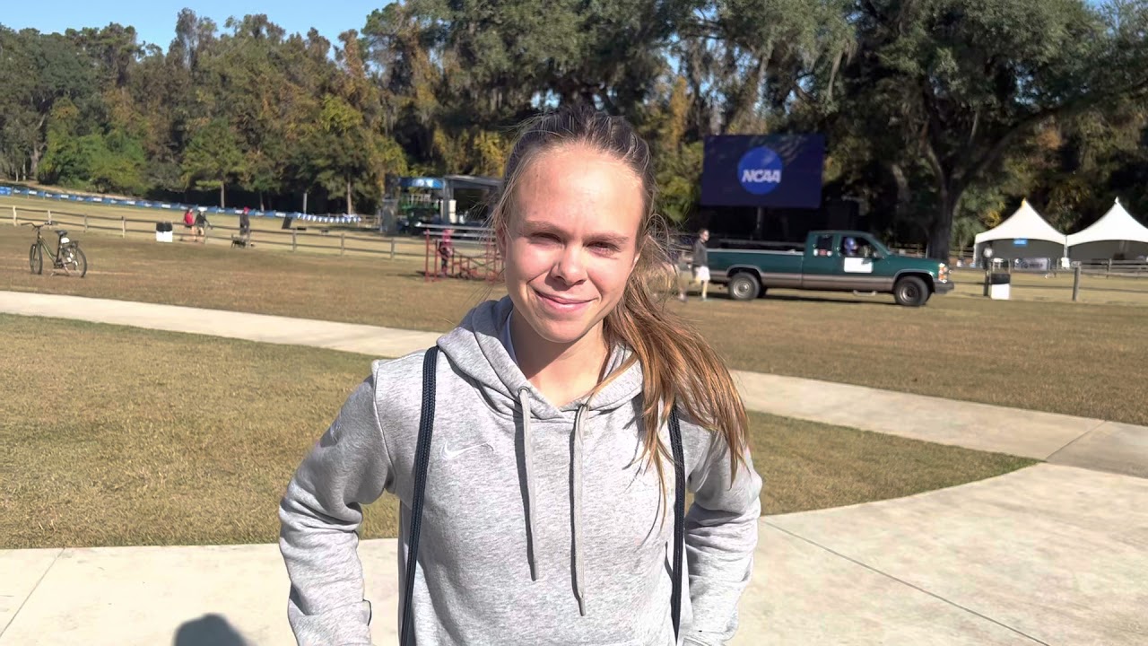 West Virginia’s Ceili McCabe talks before the 2021 NCAA Cross Country ...