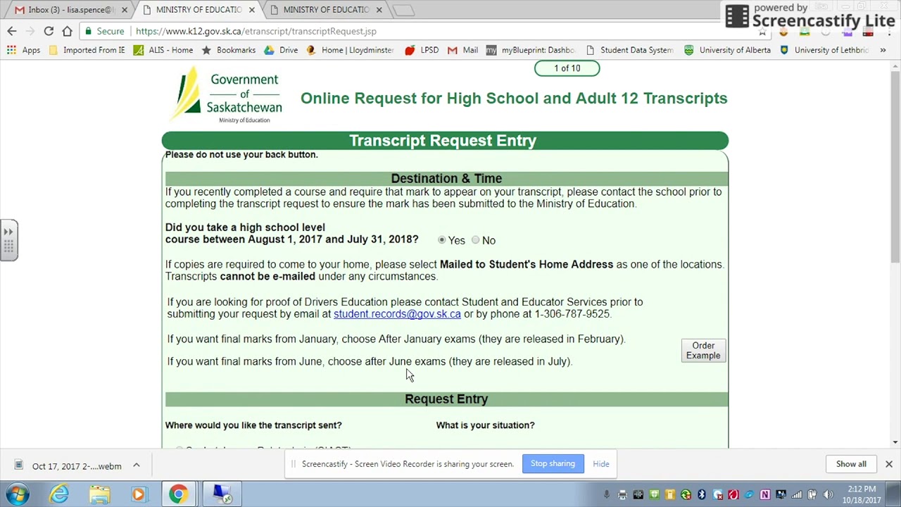Ordering Official Saskatchewan Transcripts - YouTube