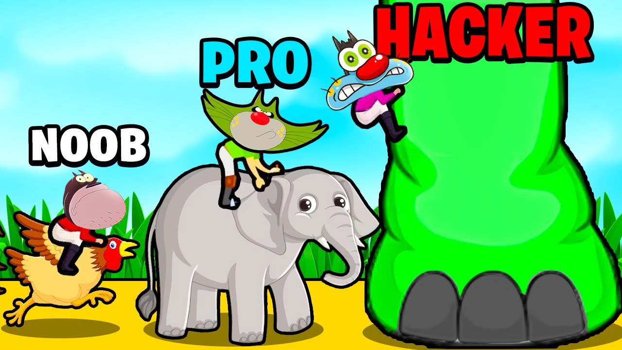 Noob vs Pro vs Hacker In Animal Evolution Rush With Oggy And Jack - YouTube