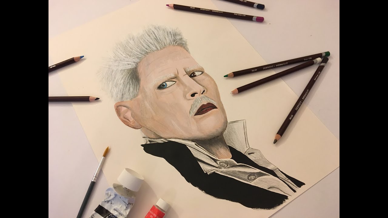 Gellert Grindelwald painting! Johnny Depp! Derwent coloursoft and ...