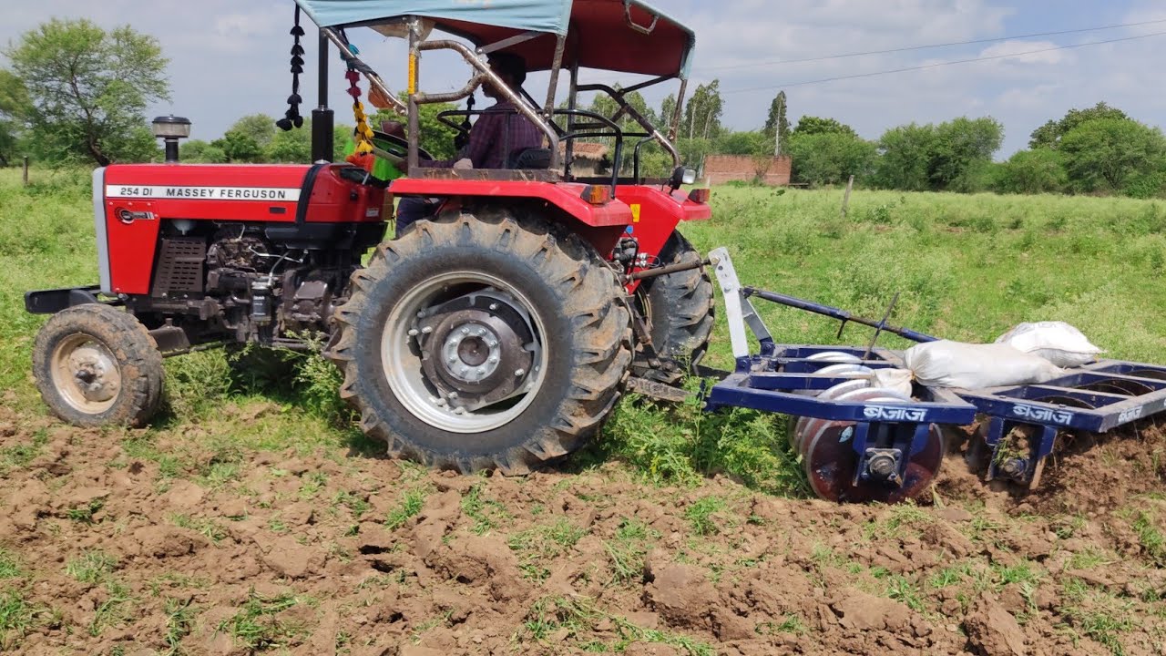Massey 254 Dynatrack 14 Disc Harrow Performance - YouTube