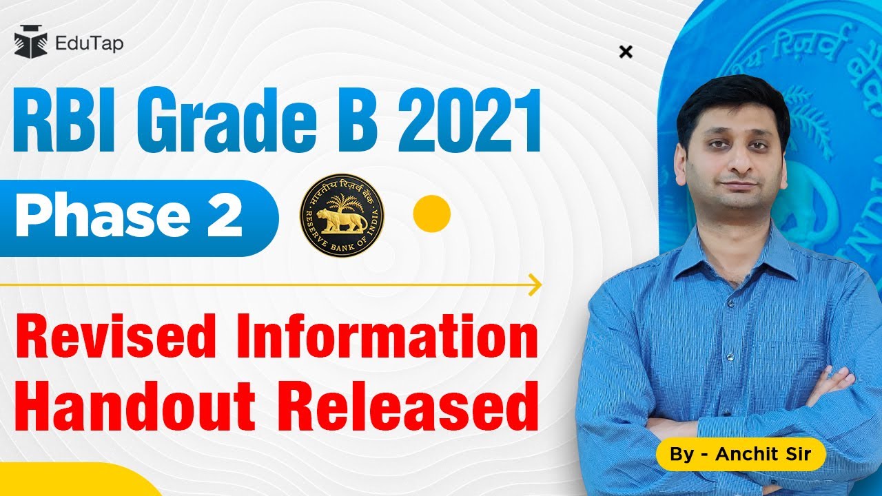 RBI Grade B 2021 | Phase 2 | Revised Information Handout Released - YouTube