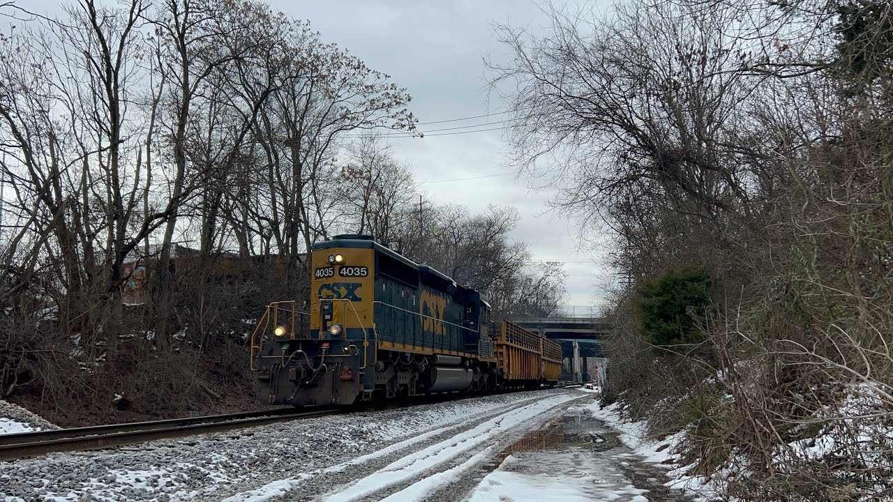 Solo CSX SD40-3 4035 Leads Work Train W202-24 on 1/24/24 - YouTube