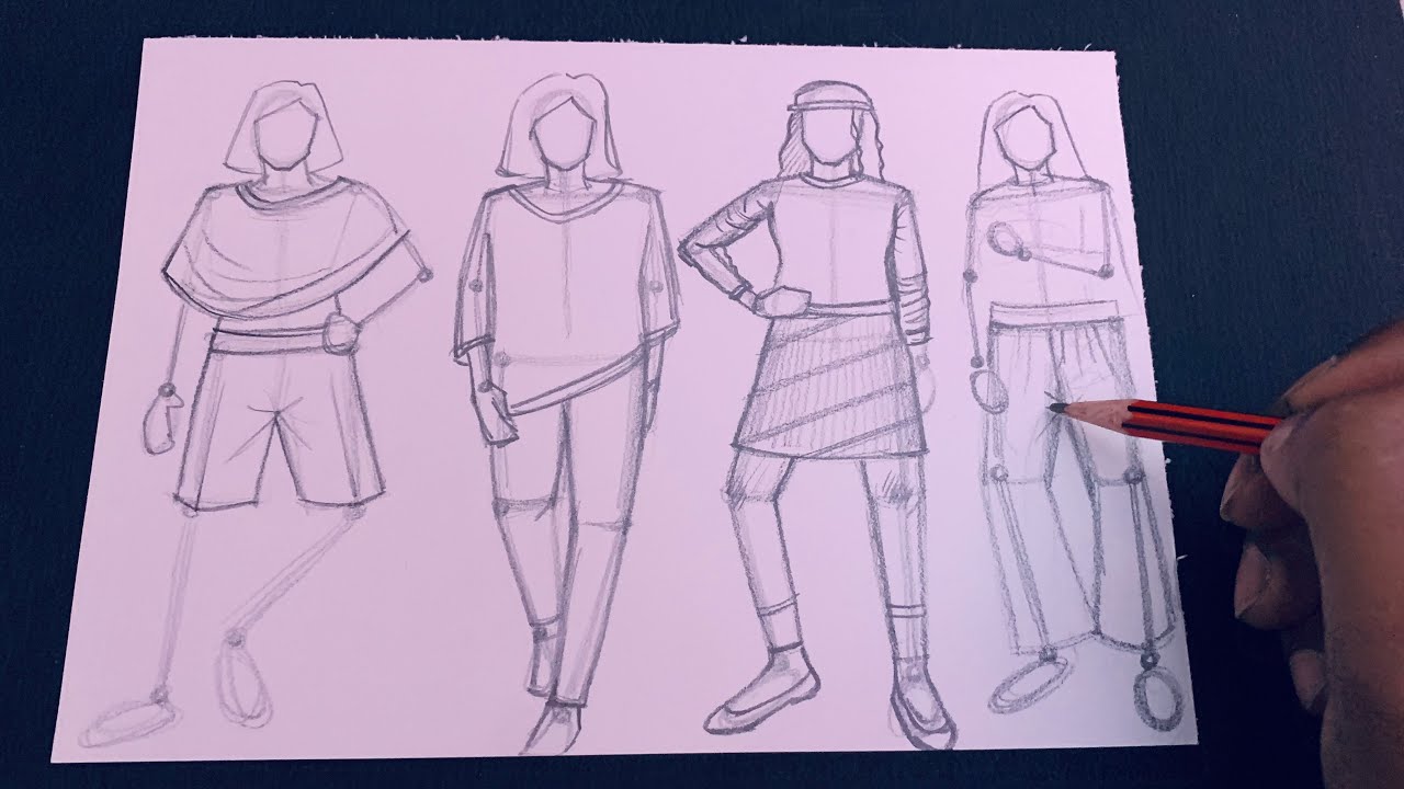 How to draw female figures with clothes | For Beginners | Step by Step ...