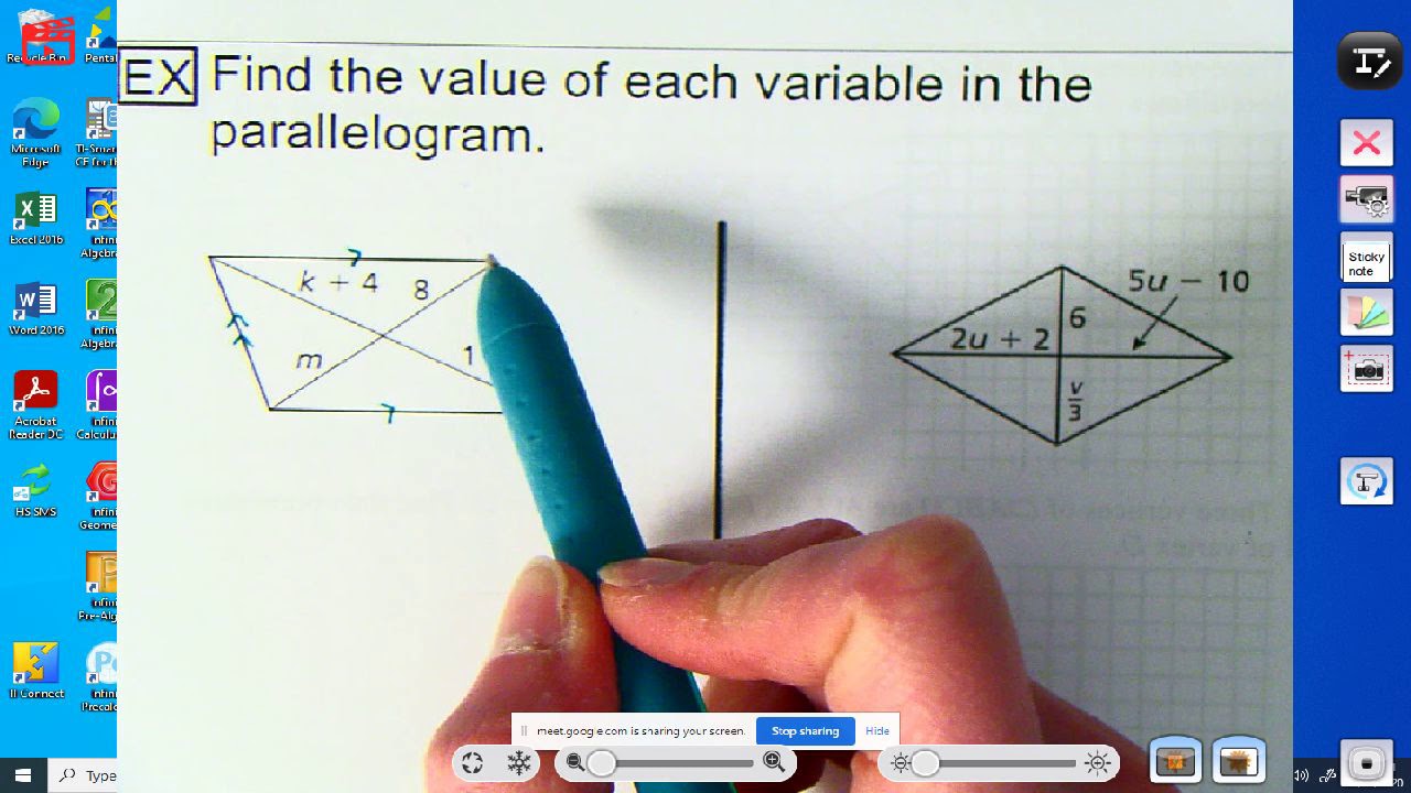 IM2 Unit 3 Lesson 2 Notes Part 2 (Prop. of Parallelograms) - YouTube