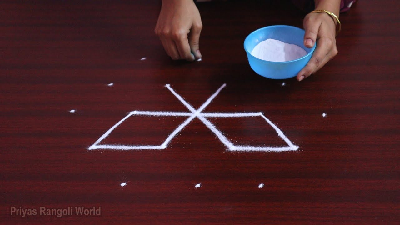 5*3 Dots Rangoli/Creative Rangoli Design/Triangle Rangoli Design - YouTube