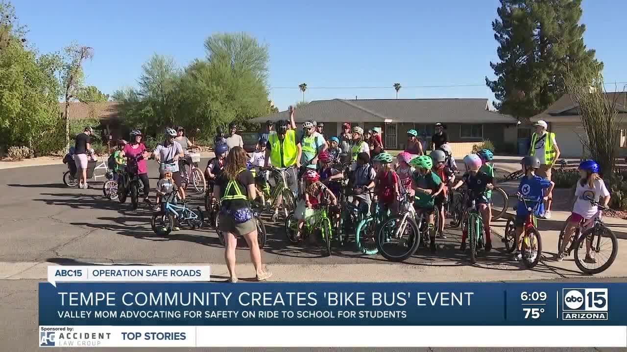 Tempe mom encouraging safety in numbers with 'Bike Bus' to school - YouTube