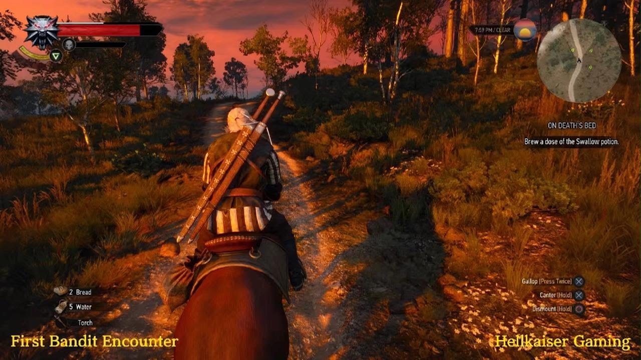 The Witcher 3: Wild Hunt - First Bandit Encounter - YouTube