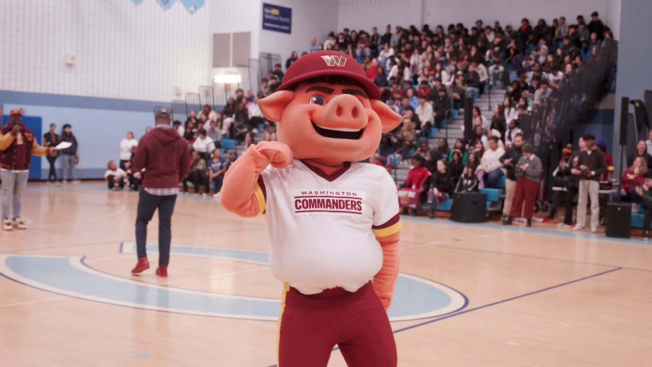 Washington Commanders Join MCPS for Pep Rally - YouTube