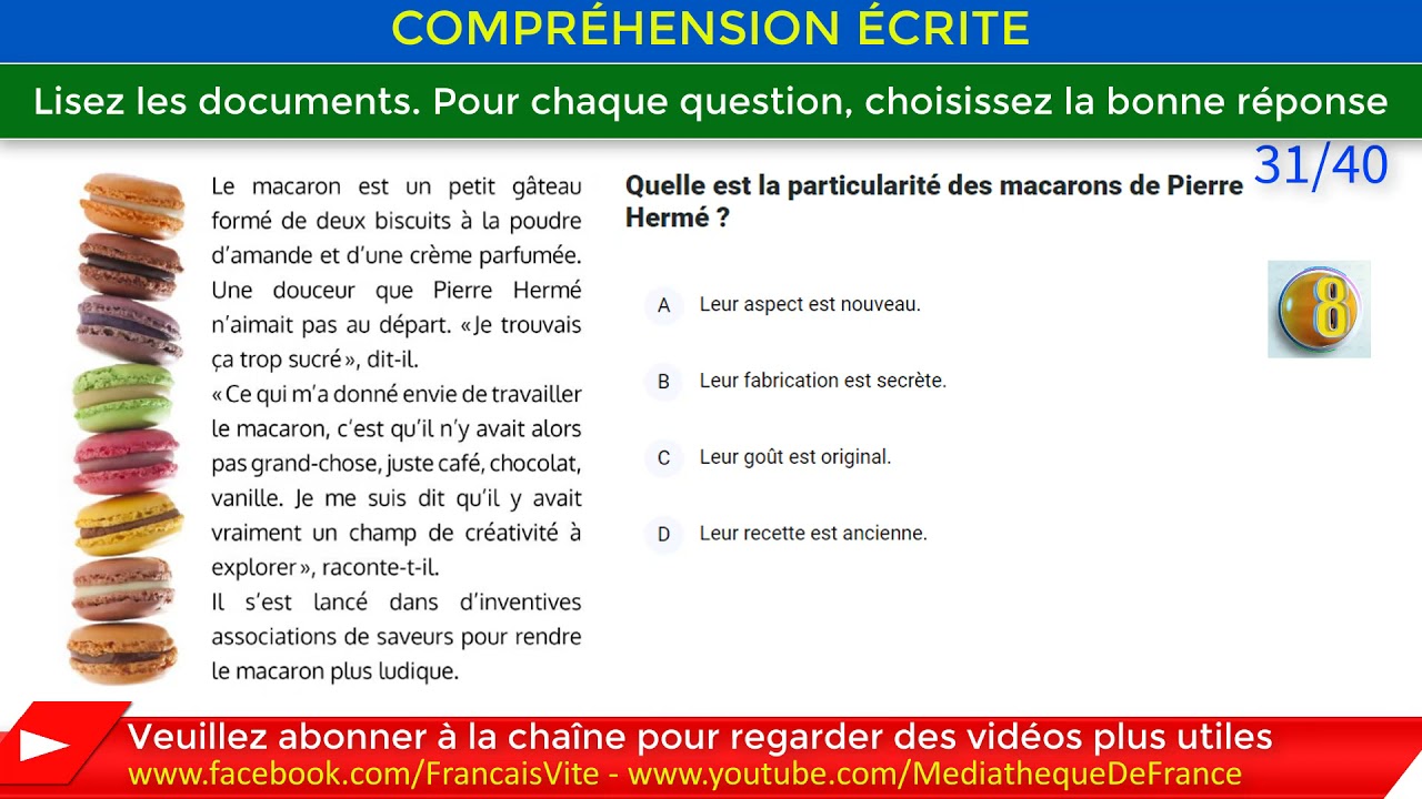 🏆 Test TCF, Test d'entraînement au TCF, Réussir TCF Numéro 11, Partie 2 ...