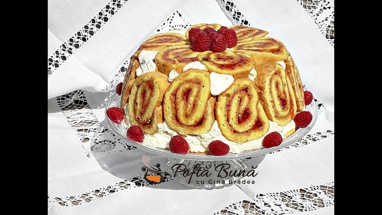 Tort cupola, roll-cake sau tort rulada cu sarlota de vanilie si fructe ...