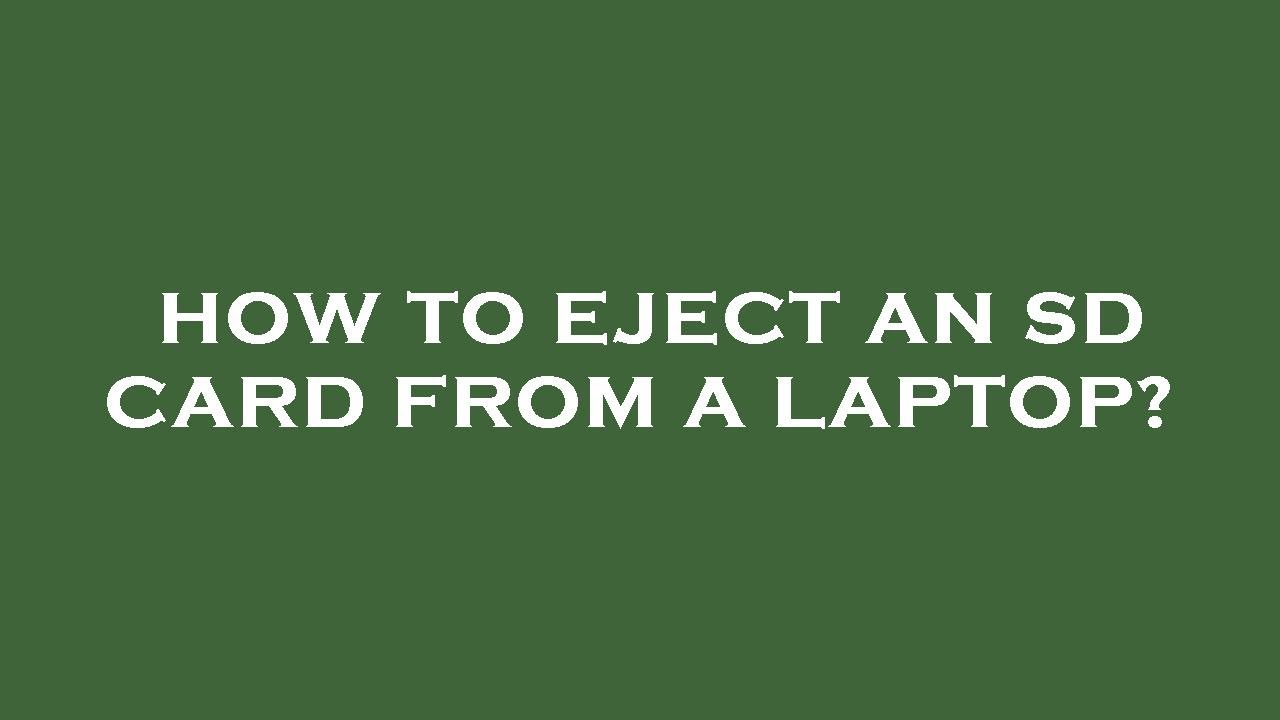 How to eject an sd card from a laptop? - YouTube