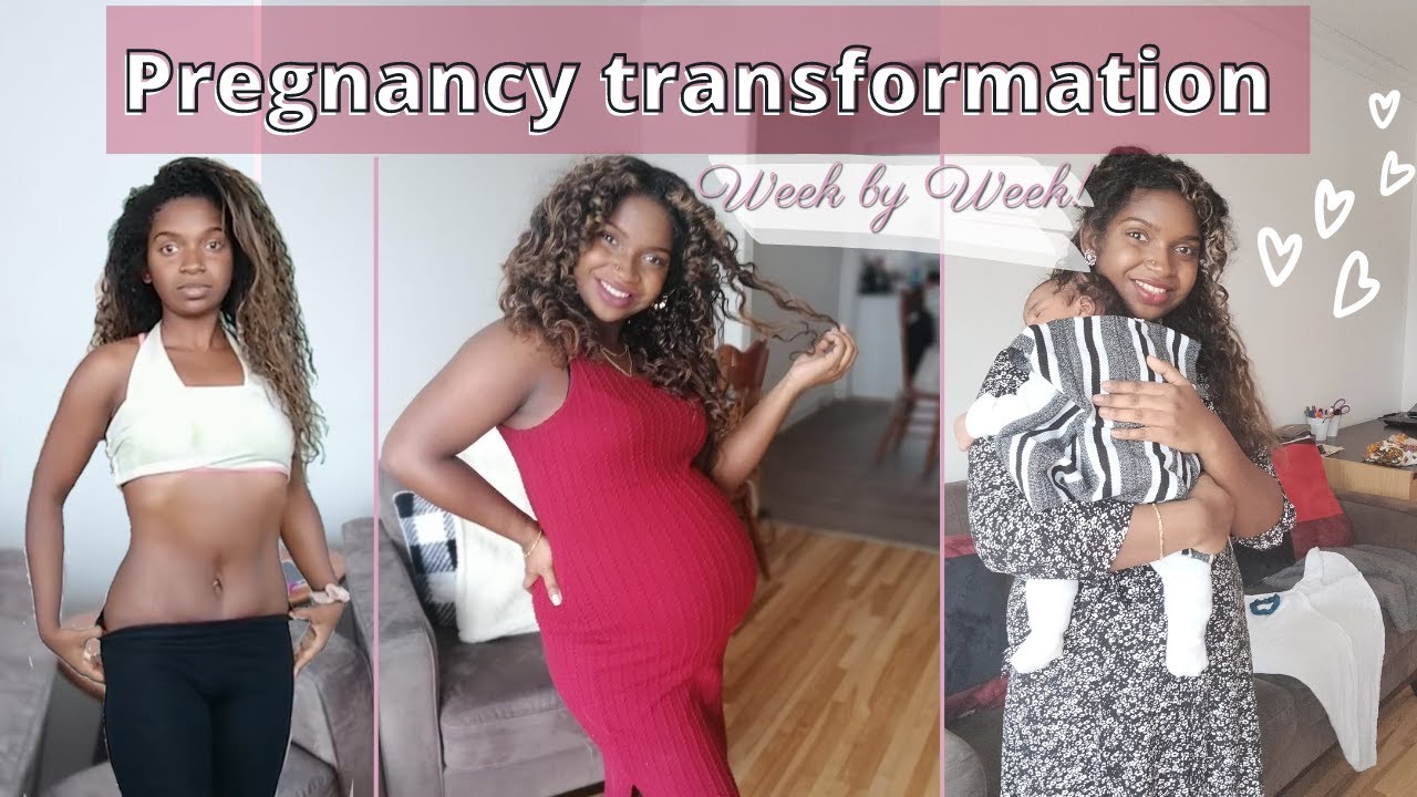 MY 9 MONTHS PREGNANCY BODY TRANSFORMATION | Watch my belly grow big ...