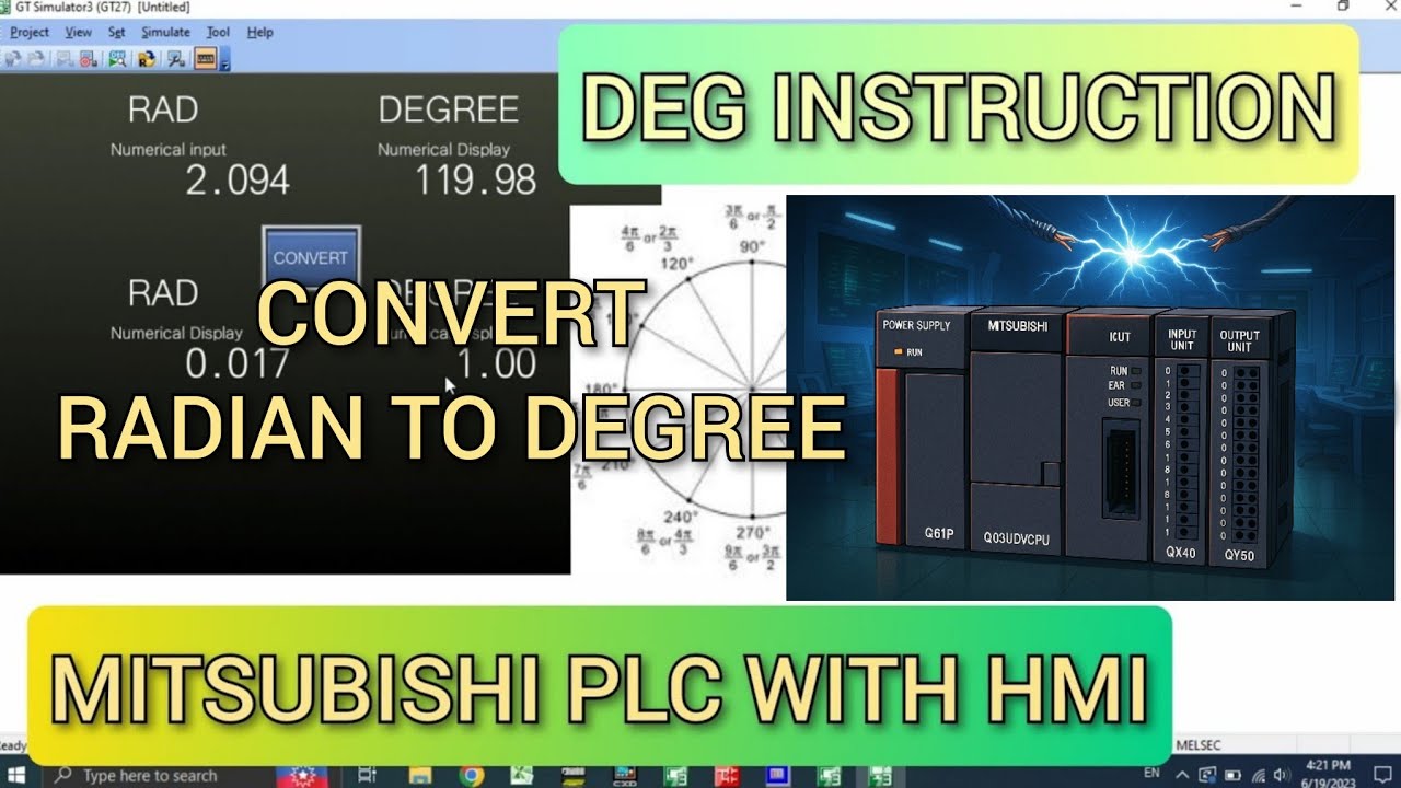 GX Works2 : DEG Instruction (Convert Radian to Degree) Mitsubishi PLC ...