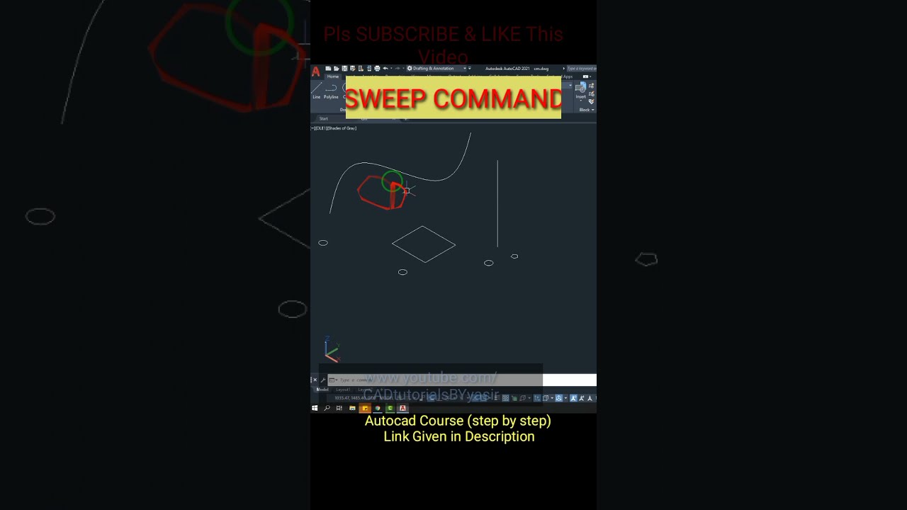 Sweep Command in Autocad | CAD TUTORIALS BY YASIR - YouTube