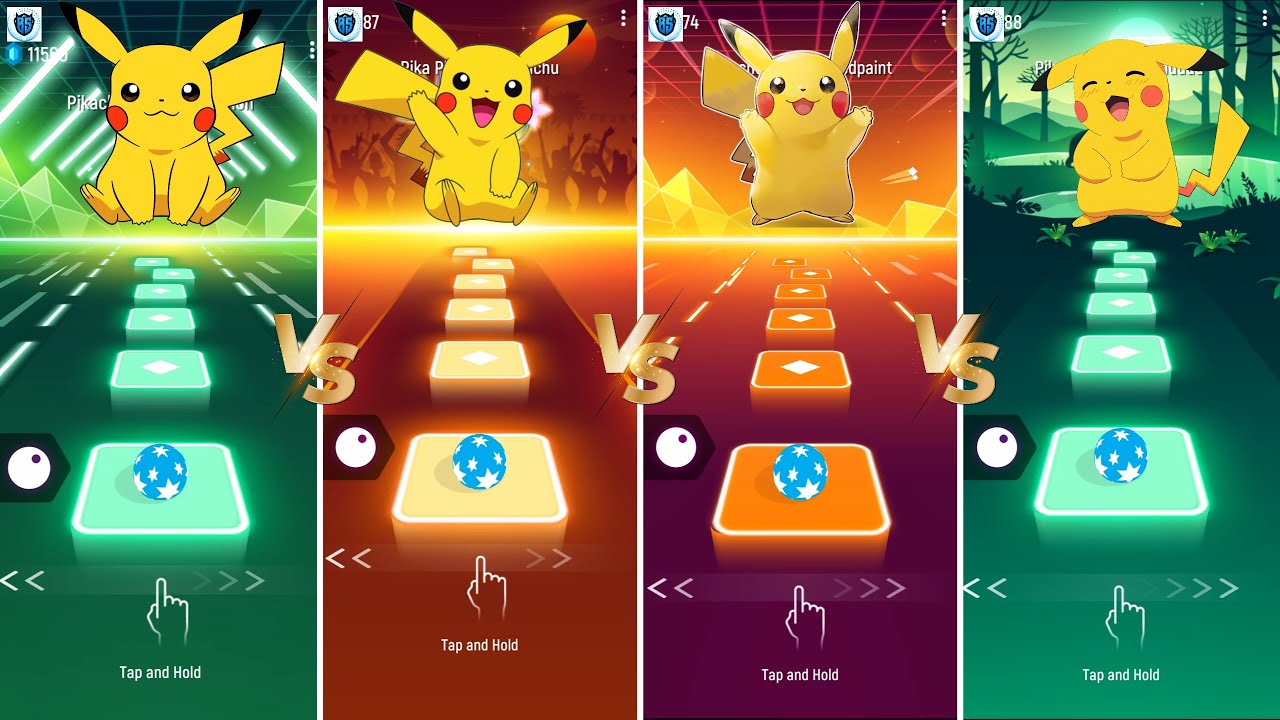 PIKACHU VS PIKACHU VS PIKACHU VS PIKACHU - TILES HOP EDM RUSH - YouTube