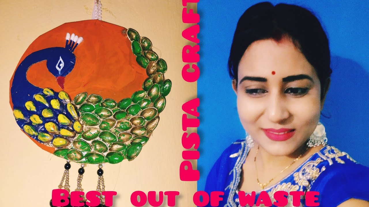 Wall hanging best peacock design from pistachio shell//pista craft ...