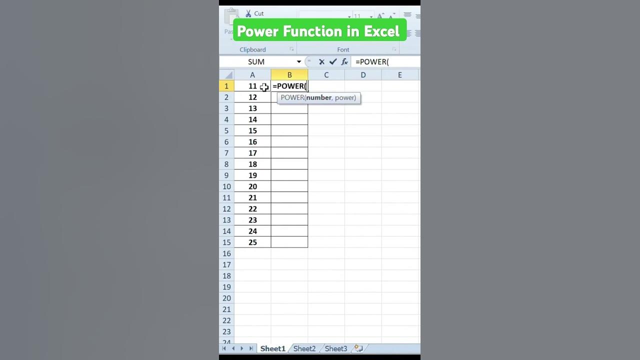 Use of Power function in Excel #excelshortcuts #education #exceltips #exceltricks #motivation # ...
