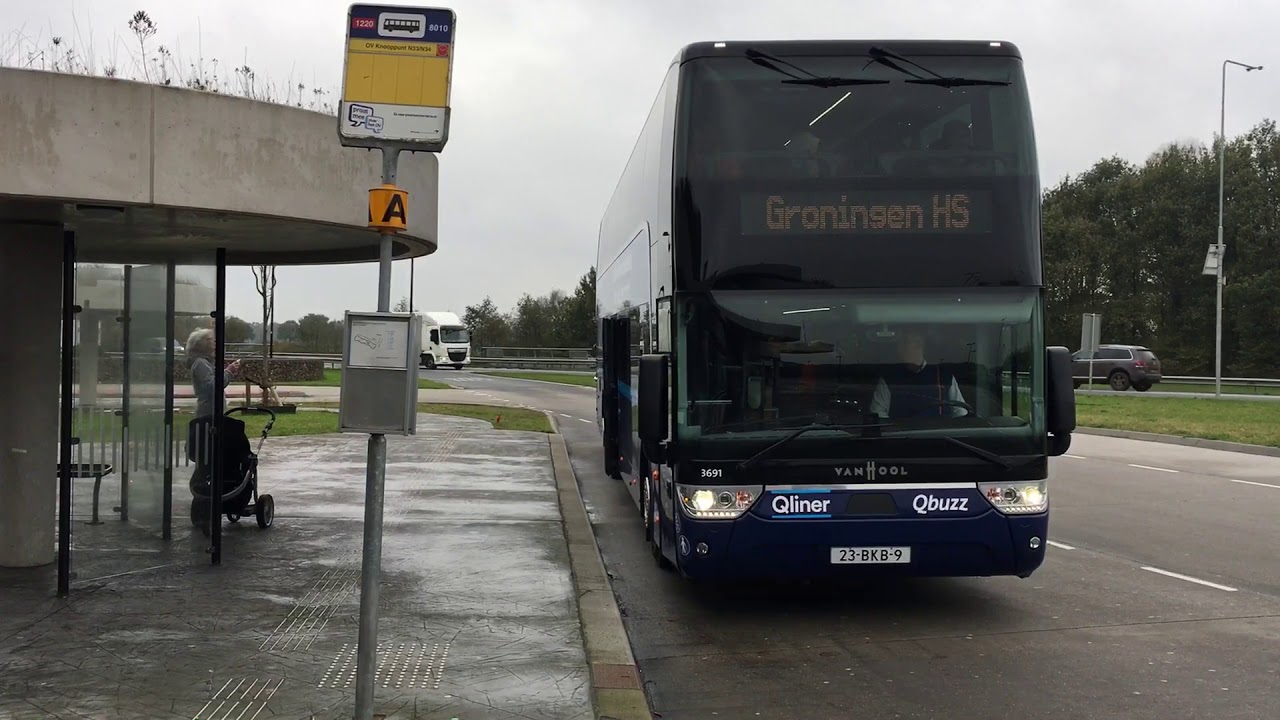 Eerste rit Qbuzz dubbeldekker Qliner Emmen - Groningen - YouTube