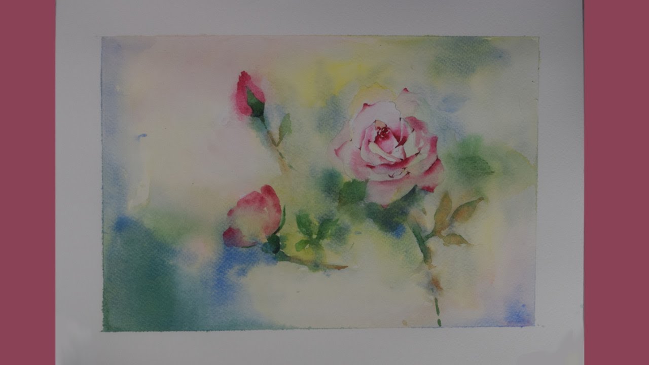COMMENT PEINDRE DES ROSES A L'AQUARELLE EN LÉGÈRETÉ - YouTube