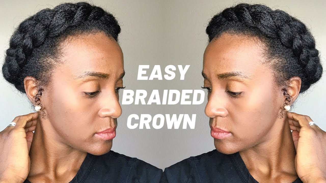 How to: Braided Crown on Natural Hair - YouTube