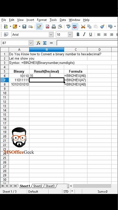 How To Use Bin2hex Function In Openoffice Youtube