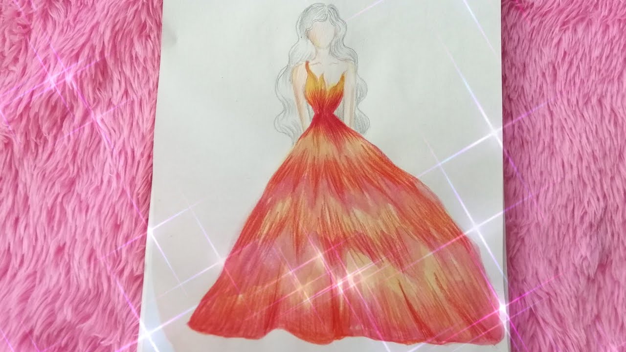 How to draw a beautiful gown |Fire Inspired Gown #FireInspiredGown # ...