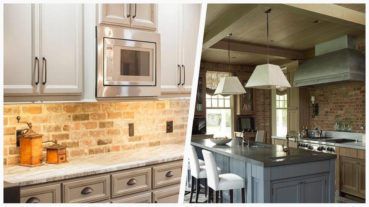 75 Kitchen With Brick Backsplash And Gray Countertops Design Ideas You ...