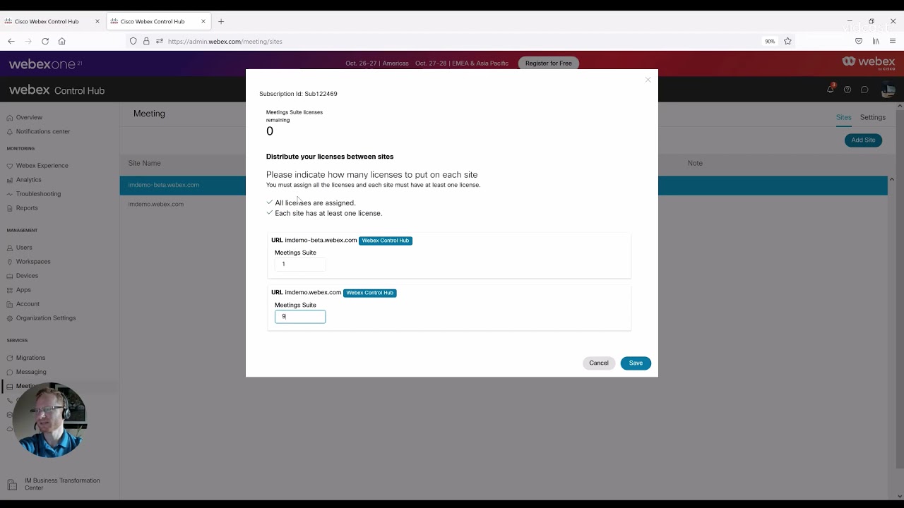 Assigning Licenses to Multiple Sites - Webex Quick Bites for Control ...