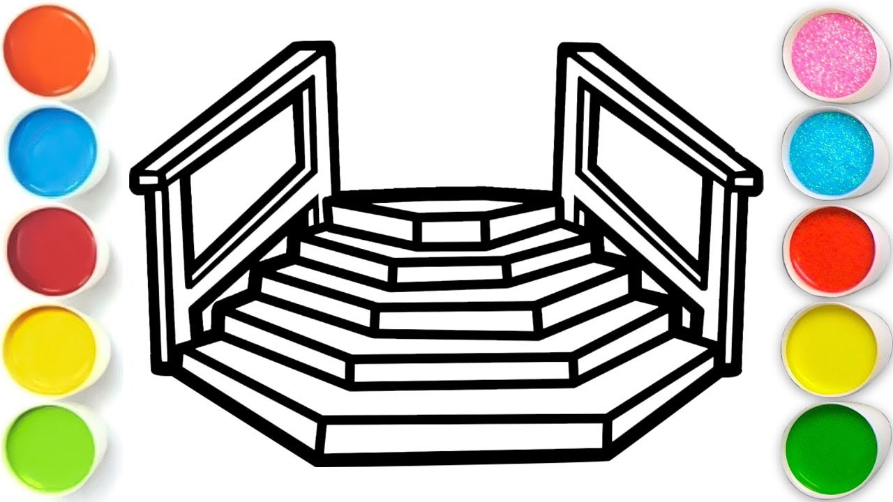 Staircase with Handrail Drawing, Painting & Coloring For Kids and ...