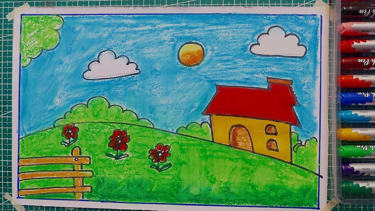 How to draw home |home drawing and colouring for kids - YouTube