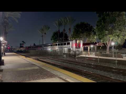 AMTRAK 45 and AMTRAK 40 DRIVE BY FULLERTON TRAIN STATION AT NIGHT ...