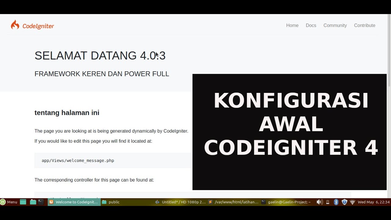 cara konfigurasi codeigniter 4 di linux #3 - YouTube