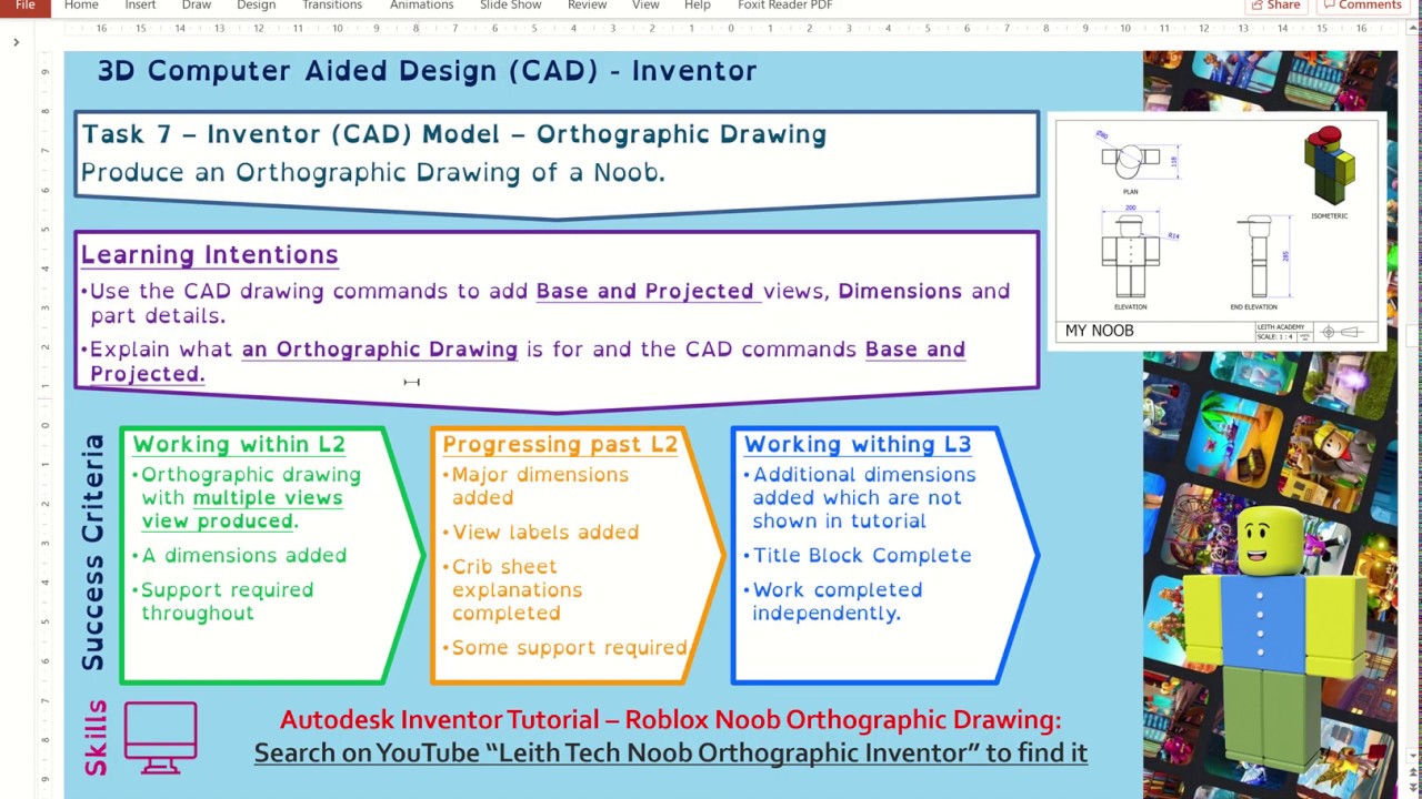 8 - Autodesk Inventor Tutorial – Roblox Noob Orthographic Drawing - YouTube