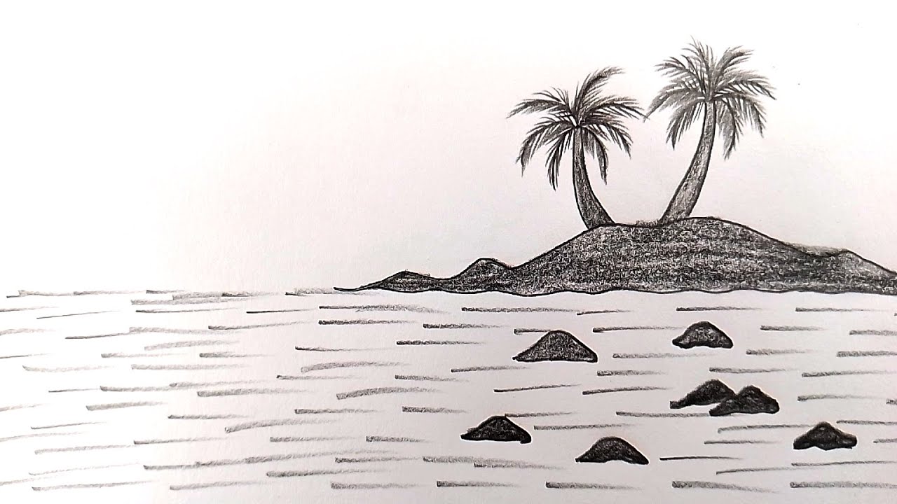 How to draw nature | Easy landscape drawing | Natural place drawing ...