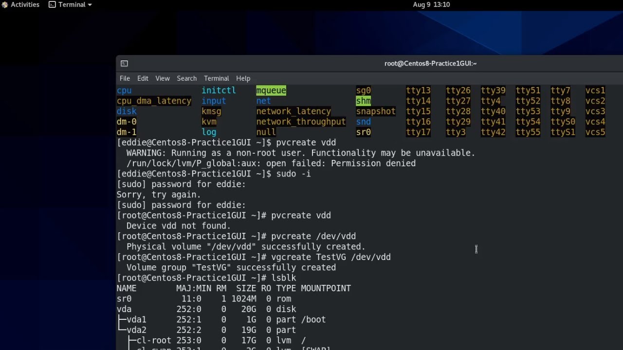 RHCSA v8 Practice Session: Extend existing logical volumes - YouTube
