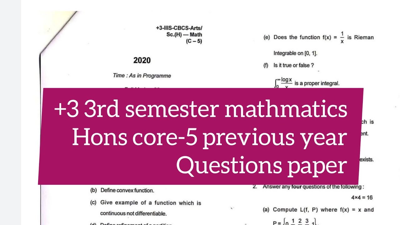 +3 3rd semester mathematics honours core-5 questions paper //+3 3rd ...