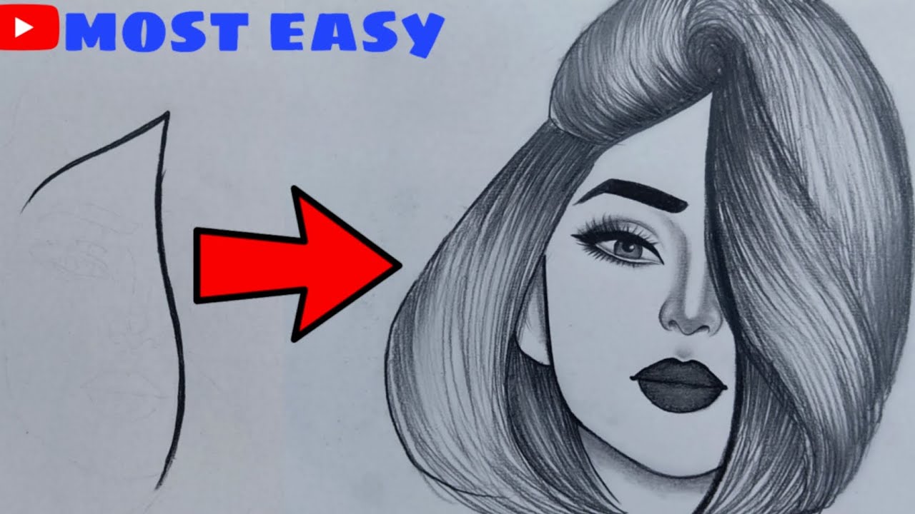 Very Easy Girl Drawing || Girl Drawing Step By Step - YouTube