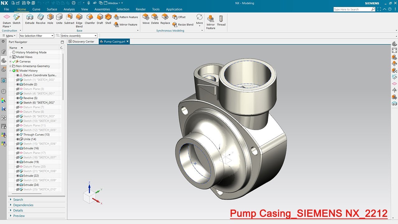 Pump Casing Part Design in Siemens NX 2212 | Peripheral Water Pump ...