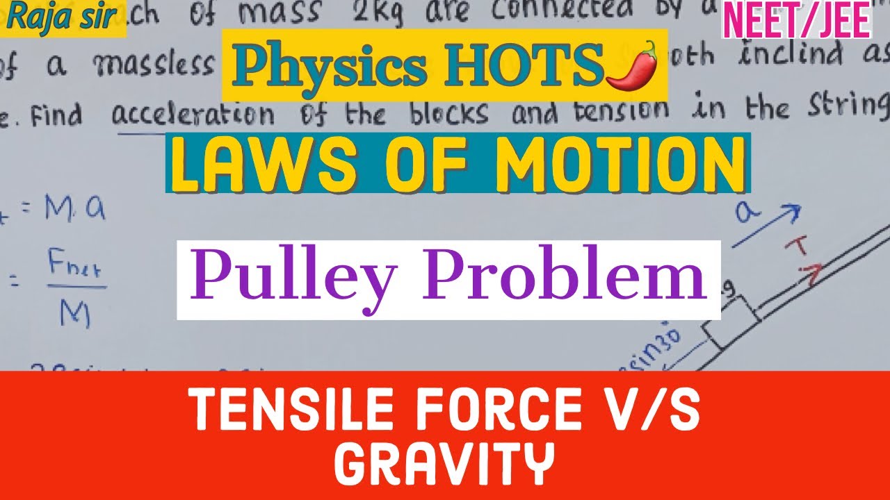 Pulley Problem| Laws of motion| Important problem| Physics HOTS| Raja ...