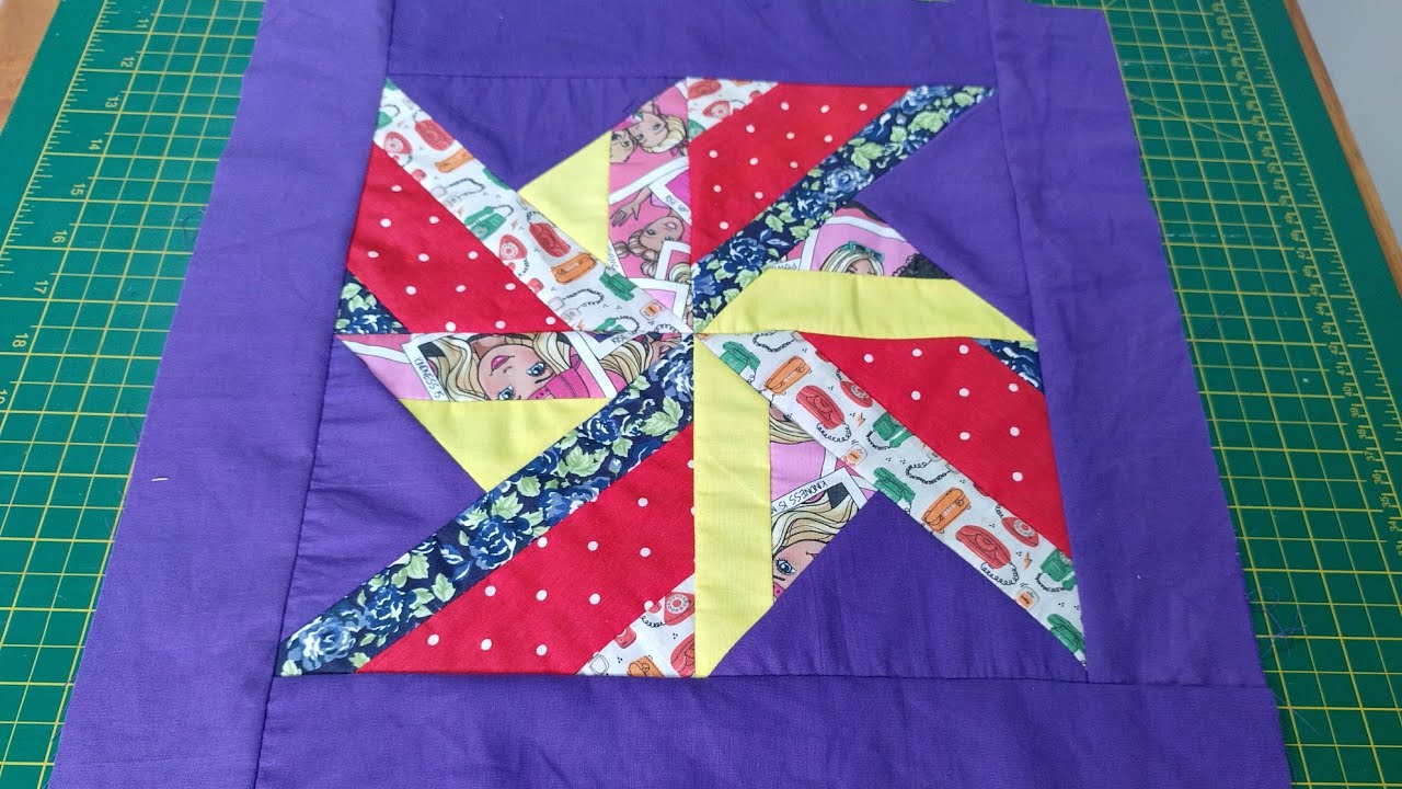 Bloco em Patchwork ️ catavento aproveitamento de retalhos, passo a passo. - YouTube
