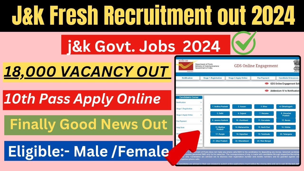 j&k fresh Vacancy Out good News 🔥 10th Pass Apply Online 2 Big Update ...