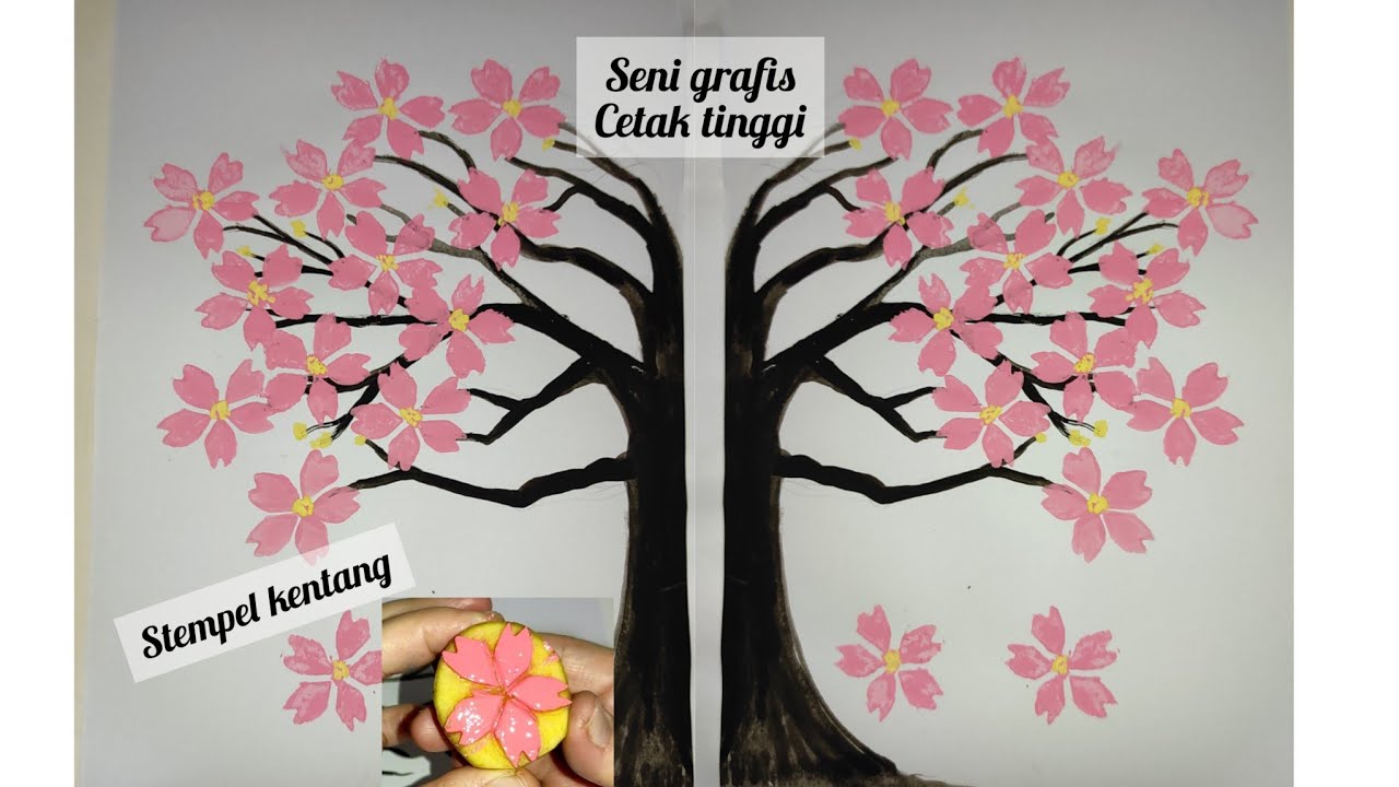 Seni grafis cetak tinggi||Stempel Kentang|| Vegetable printing ...